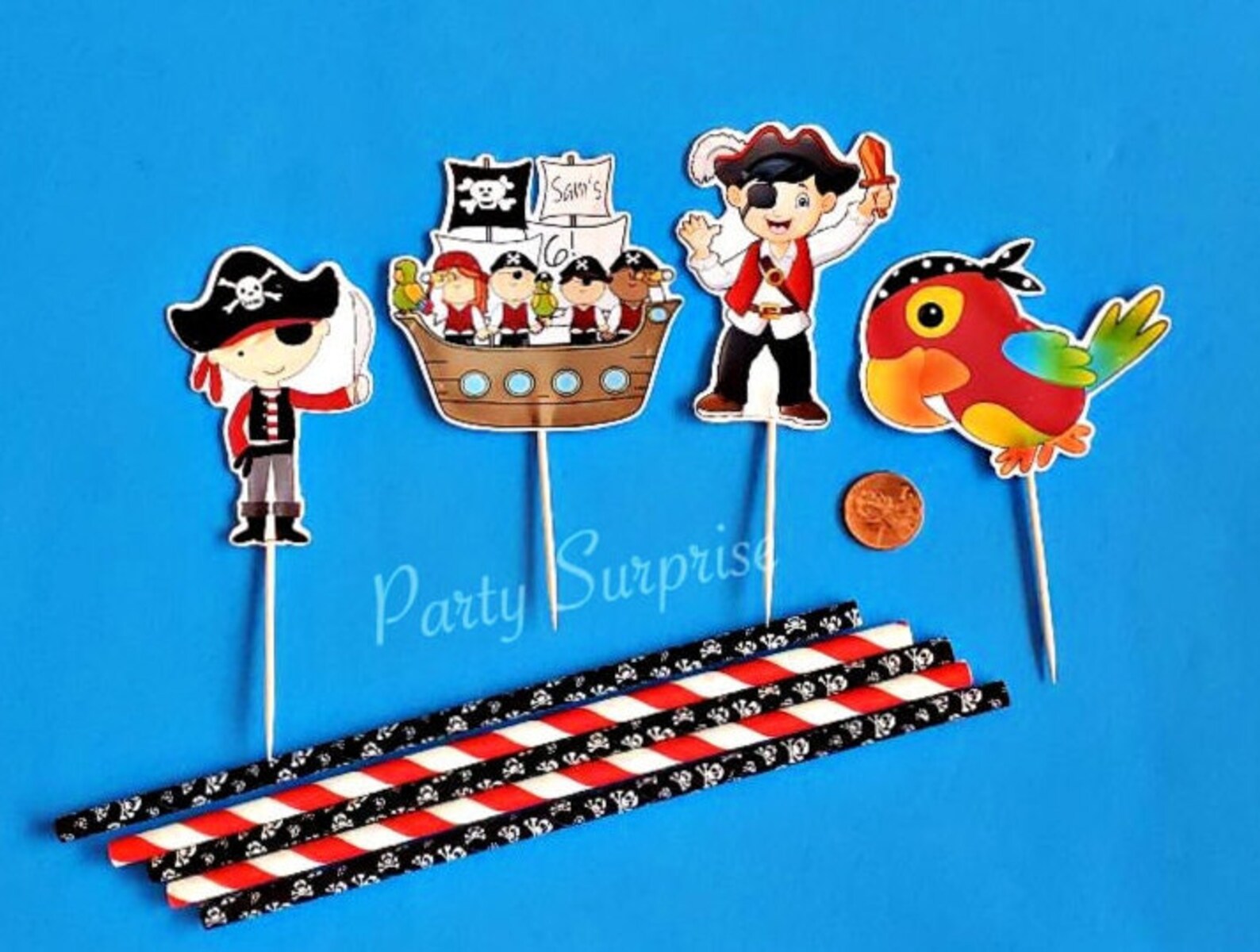 Pirate Straws Halloween Pirate Party Kids Birthday Skulls and | Etsy