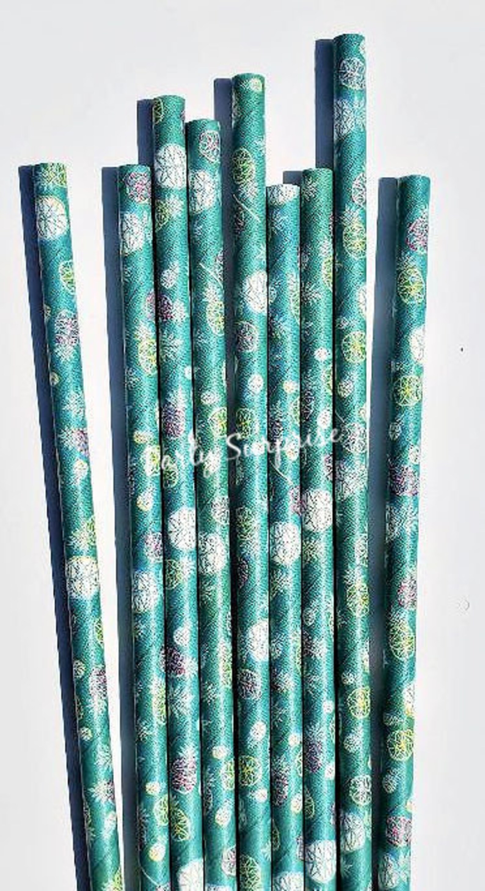 Straws Pineapple Fruit Straws Green Hawaiian Luau Tropical Picnic Pool ...