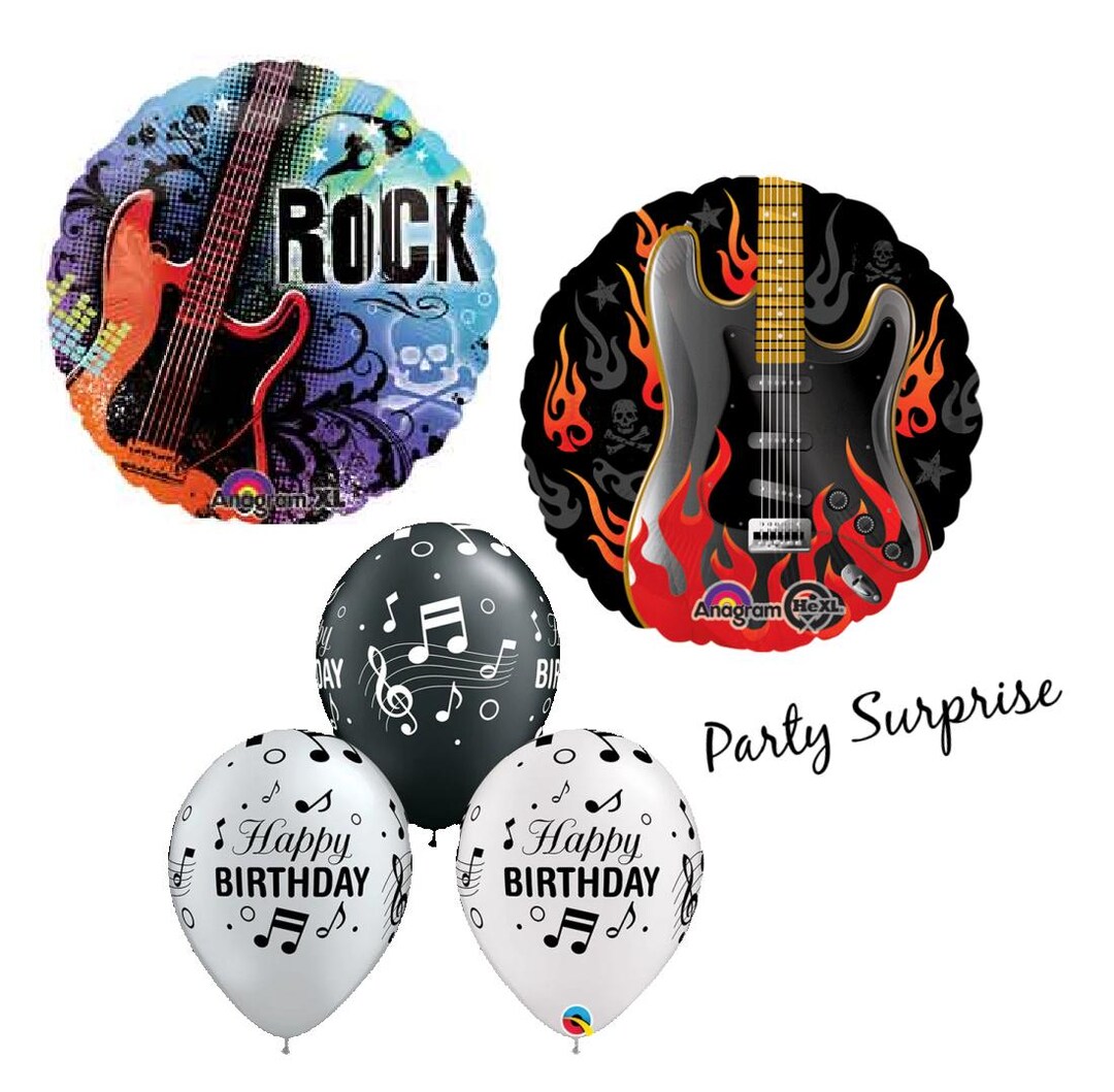Guitar Balloon Package Rock N'roll Party Balloons Mylar Latex Select ...