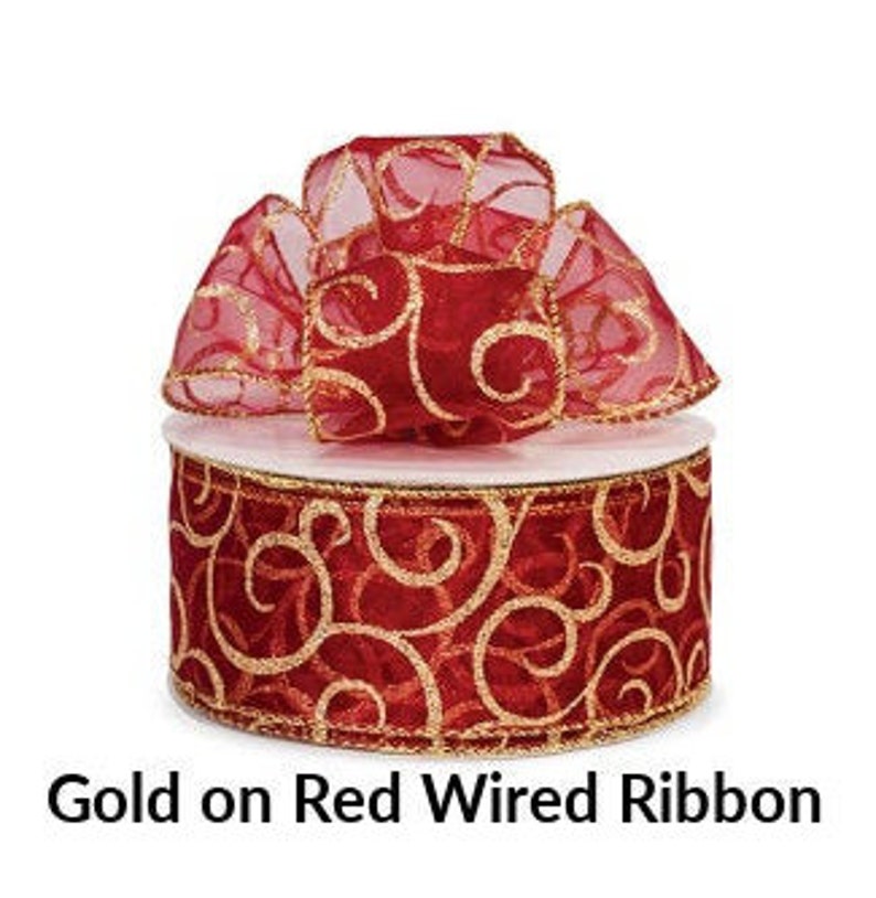 Gold Ribbonwith Gold Metallic Swirl Wired Ribbon Gold Glitter | Etsy