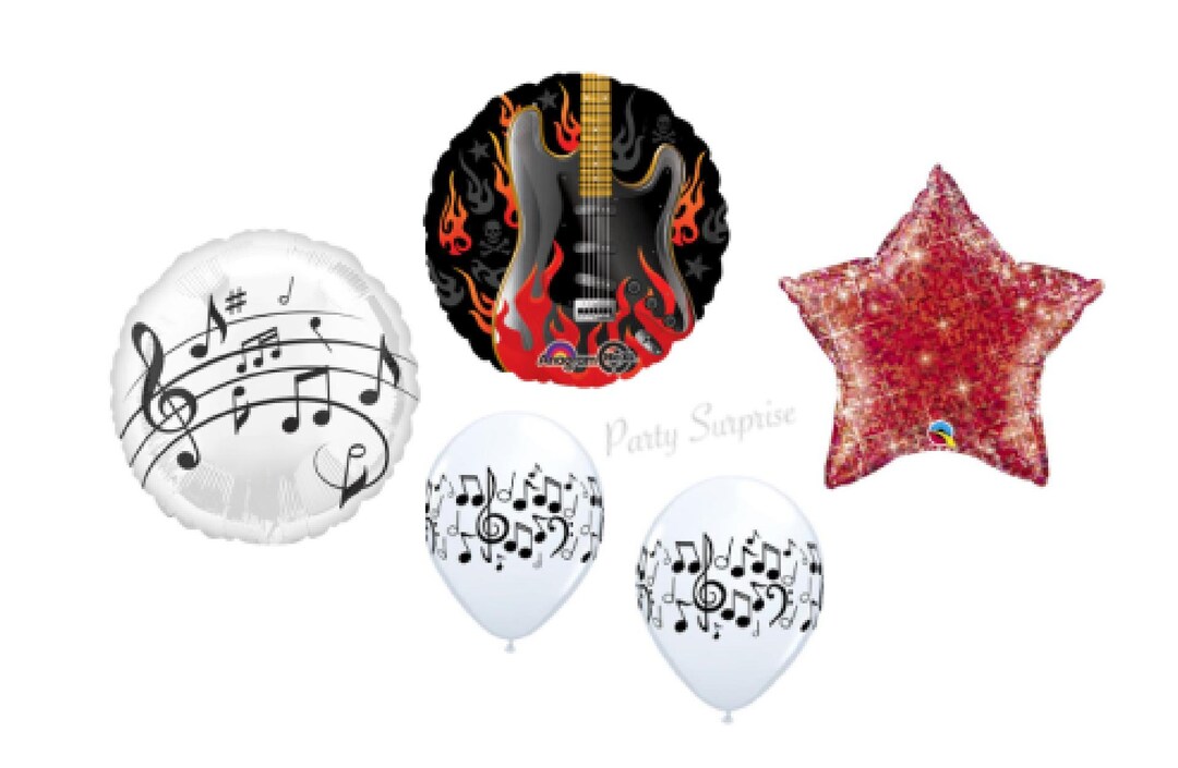 Guitar Rock N Roll Balloons Rock and Roll Party Balloons Latex Mylar ...