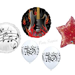 Guitar Rock N Roll Balloons Rock and Roll Party Balloons Latex Mylar ...