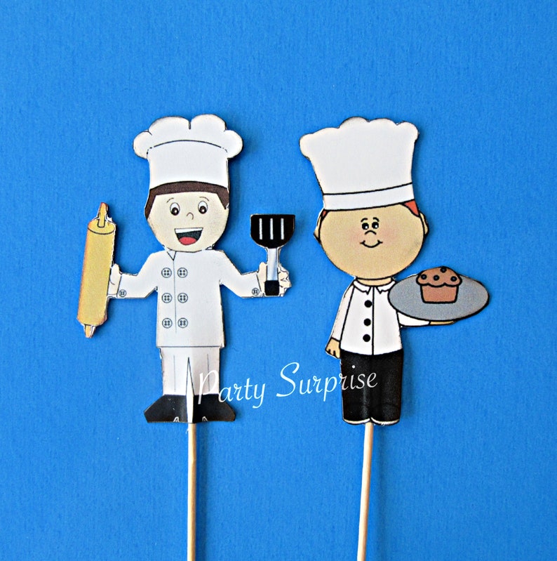 Chef Cupcake Toppers Kids Birthday Party Cooking Baking Party - Etsy