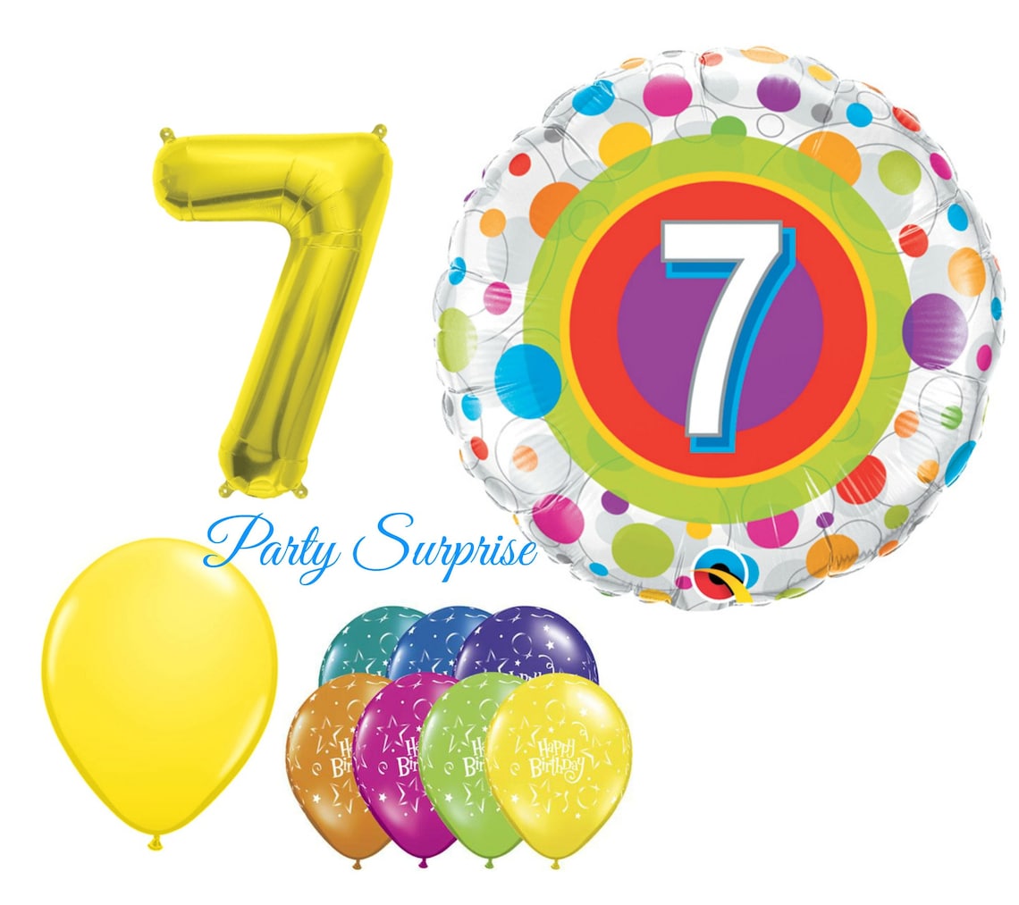 7th Birthday Balloon Package 7 Years Old Girl Boy Birthday | Etsy