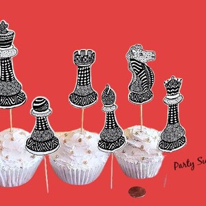 Chess Game Cupcake Toppers Custom Hand Made for You Matching - Etsy