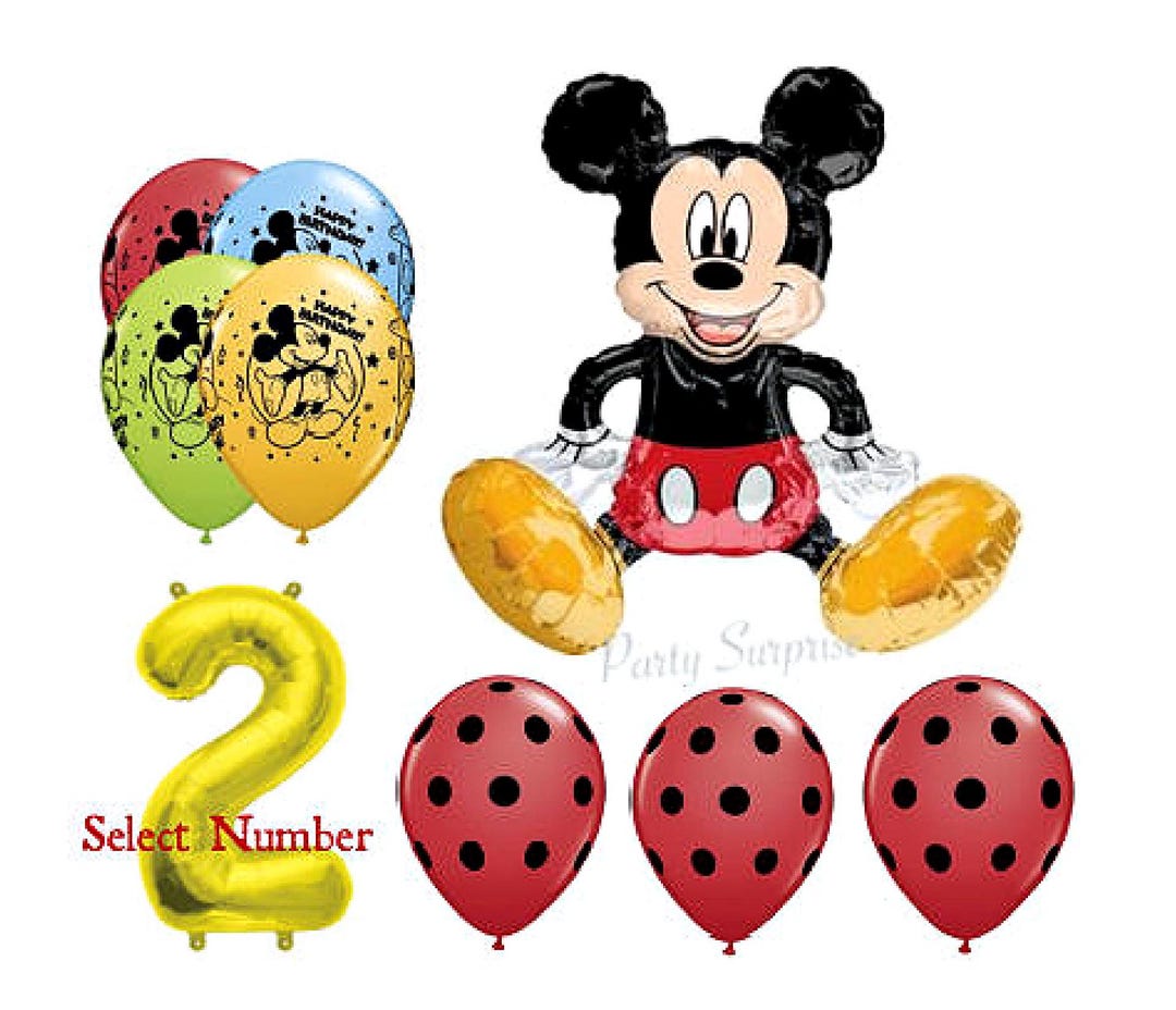 Mickey Mouse Birthday Balloon Set, Polka Dot and Number Balloons, USA ...