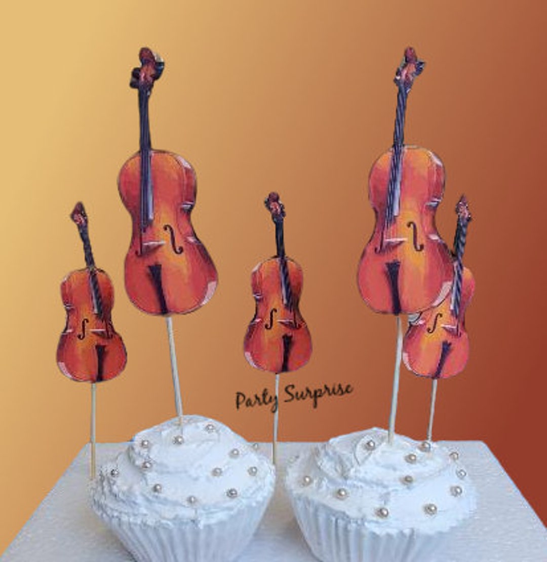 Cello Cupcake Toppers Musical Party Cupcake and Cake Toppers Recital ...