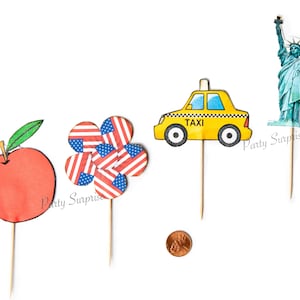 Taxi Cab Cupcake Cake Toppers Banner Yellow Taxi NYC Party Custom Made ...