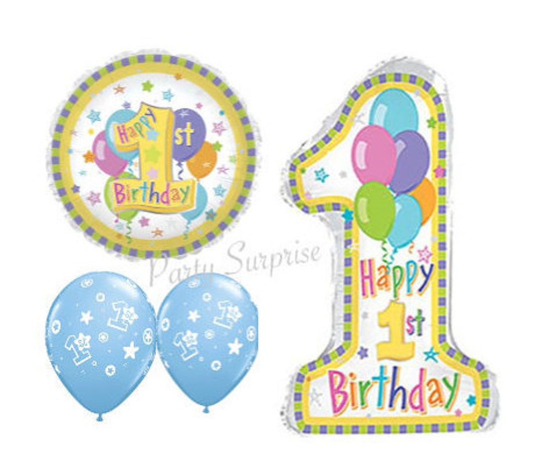 1st Birthday Balloons Boy Pastel Mylar Foil Jumbo Number 1 - Etsy