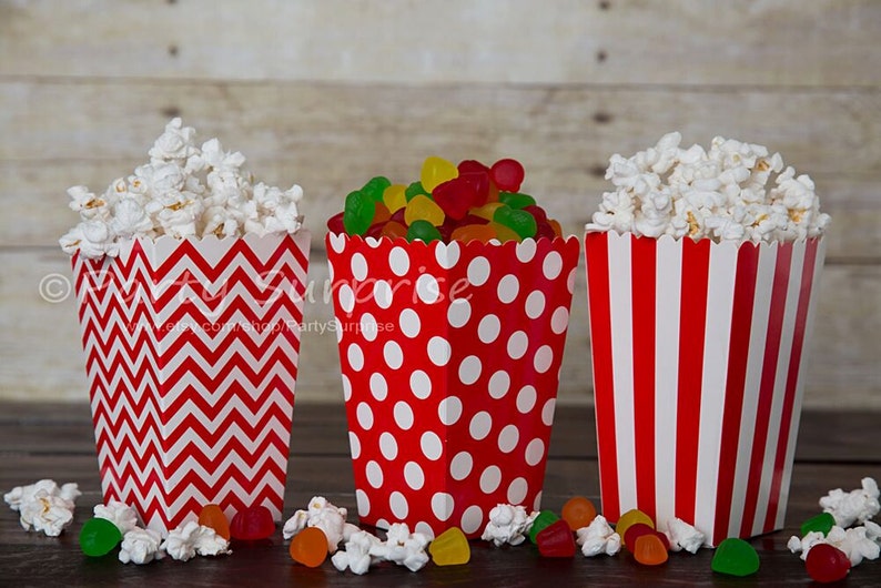 Red Polka Dot Mini Popcorn Boxes Birthday Party Red With White | Etsy