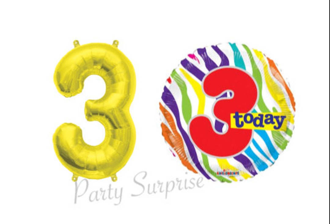 3 Years Old Birthday Balloons, I Am 3 Today 3rd Birthday Party ...