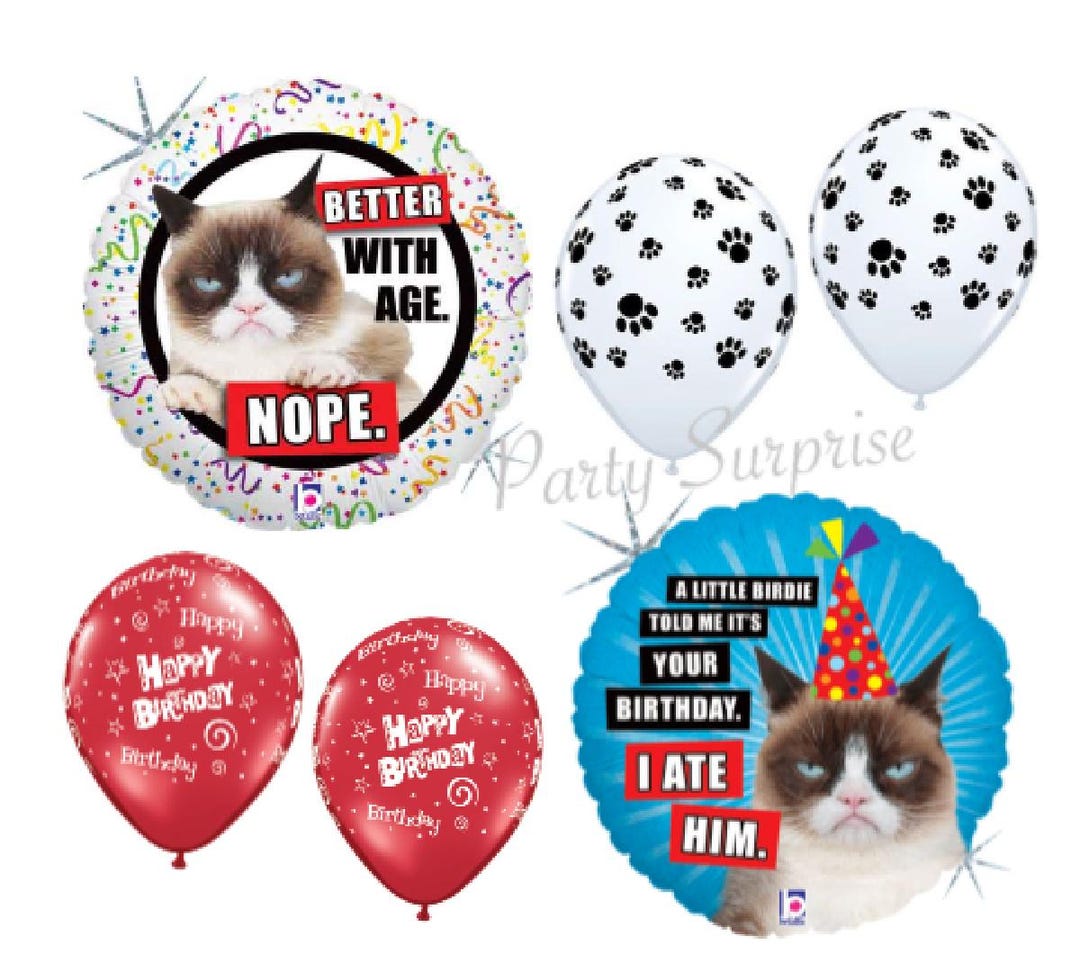 Grumpy Cat Balloon Package This is My Party Face Grumpy Cat Birthday ...