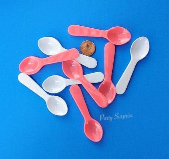 Pink And/or White Tasting Mini Spoons Kids Mini Spoons White - Etsy