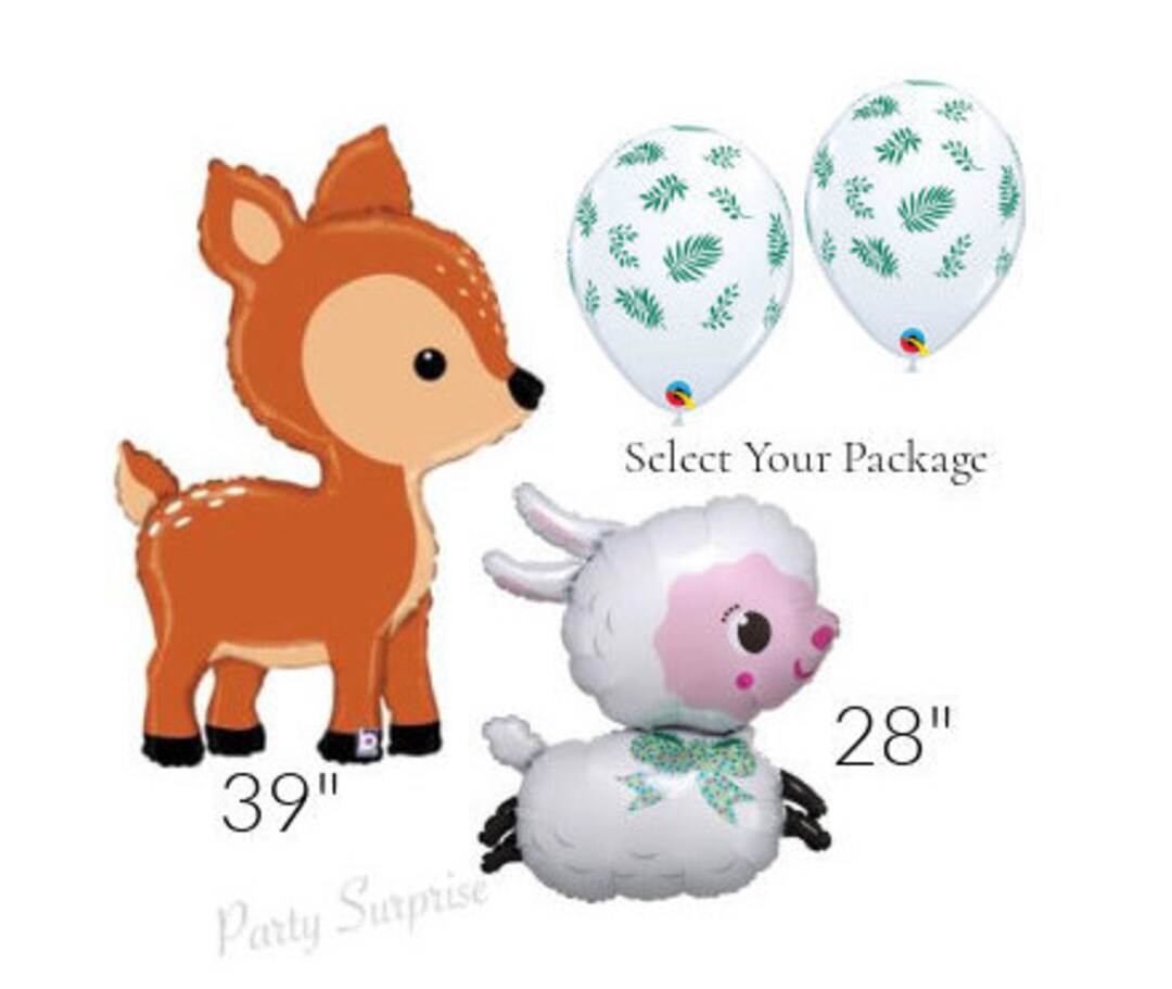 Lamb Deer Leaves Balloons Woodland Party Select Your Package Birthday ...