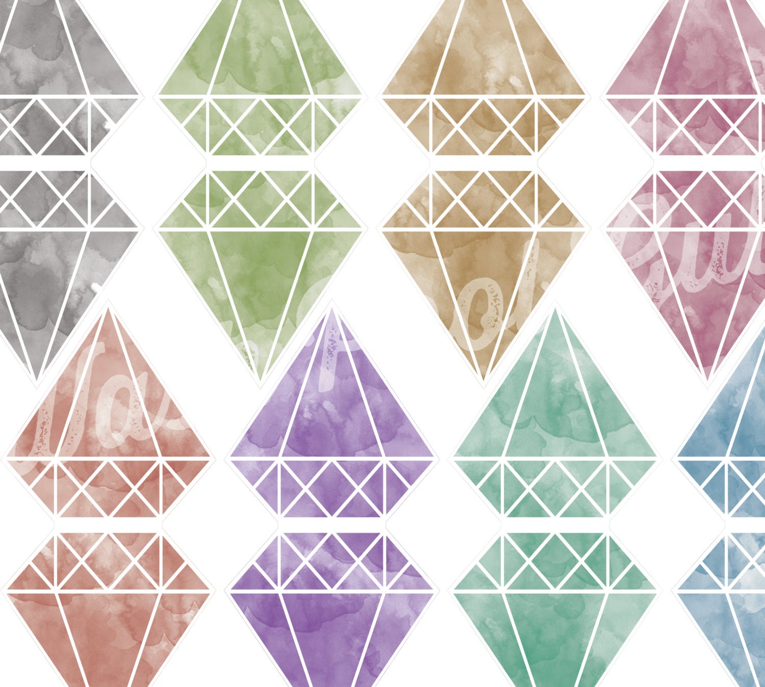 Gem Printable Bunting Flags or Cake Toppers in Natural - Etsy