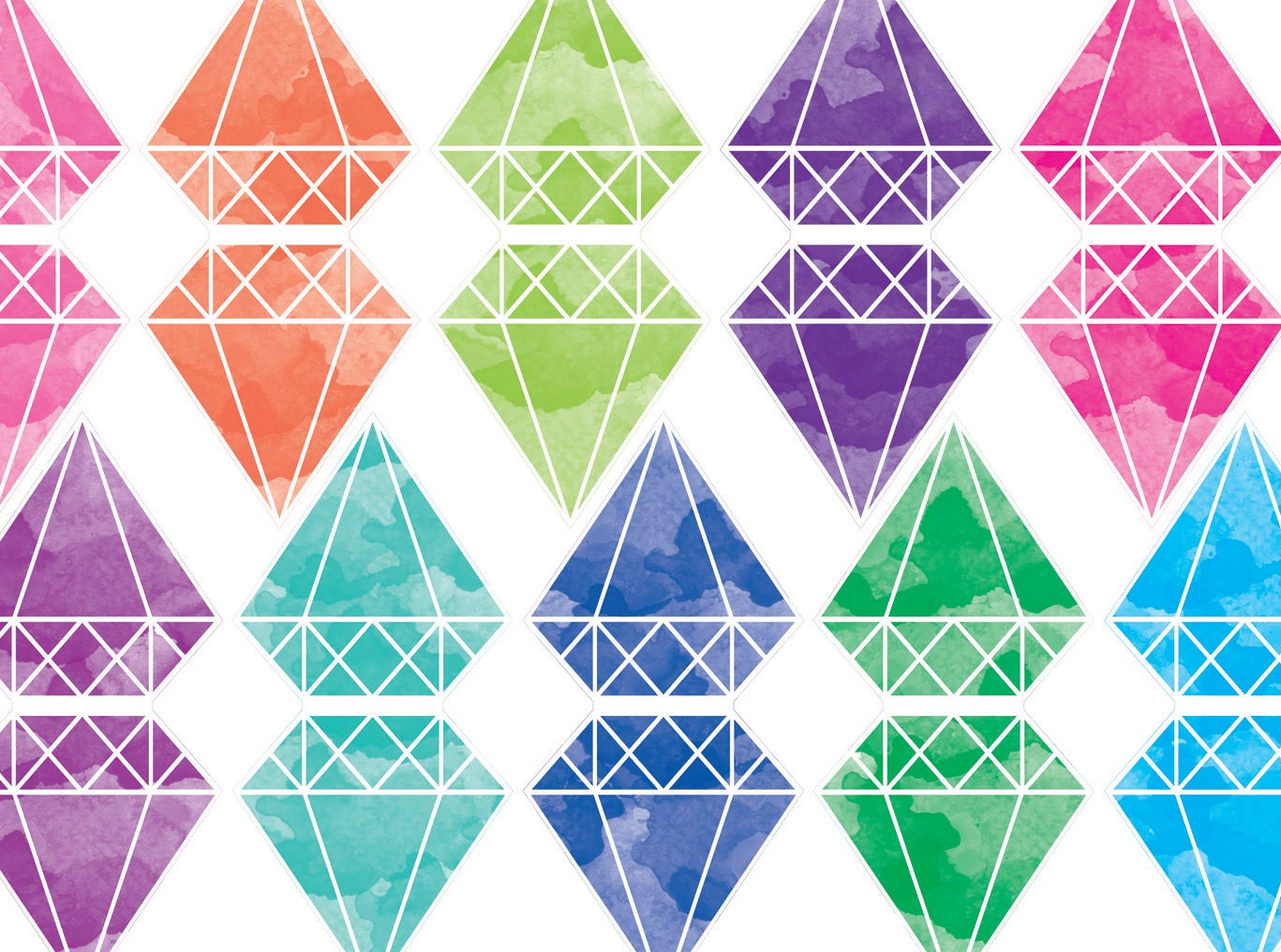 Gem Printable Bunting Flags in Bright Watercolours - Etsy