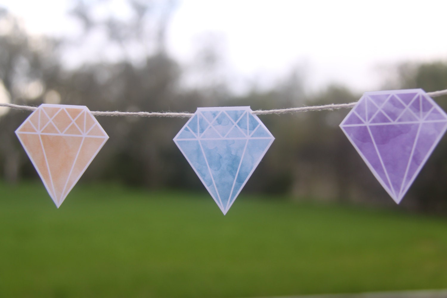 Gem Printable Bunting Flags or Cake Toppers in Natural Watercolours - Etsy
