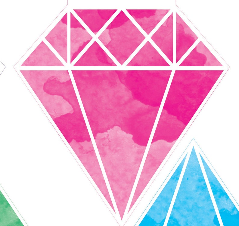 Gem Printable Bunting Flags in Bright Watercolours - Etsy