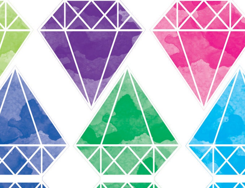 Gem Printable Bunting Flags in Bright Watercolours - Etsy