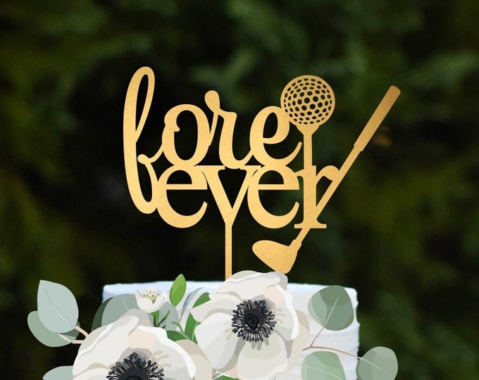 Golf Wedding Cake Topper Fore Ever Golf Cake Topper Golfer Wedding Cake ...