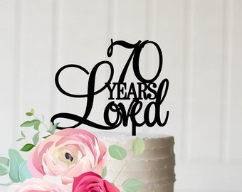 70 Cake Topper, 70th Birthday Cake Topper, Glitter Topper, Seventieth ...