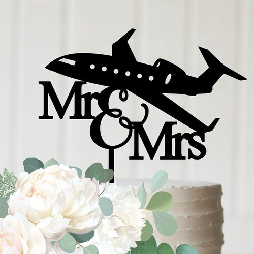 Airplane Wedding Cake Topper Pilot Wedding Cake Topper Mr | Etsy