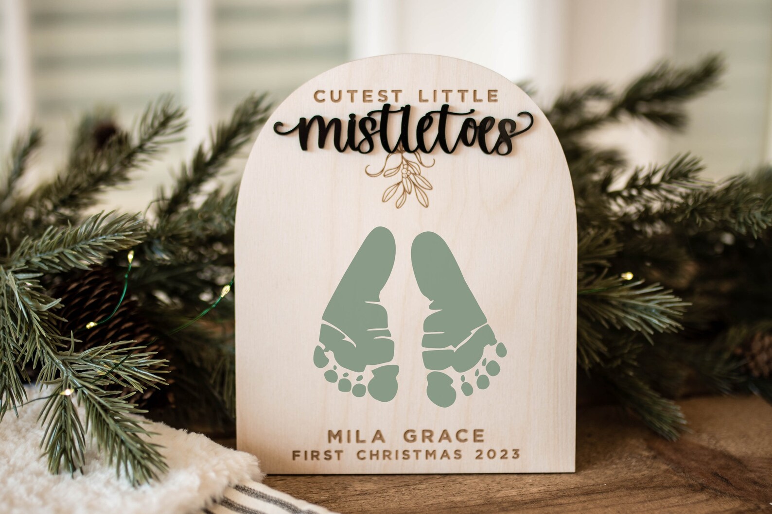 Baby Footprint Christmas Sign Mistletoes Baby Footprint Craft Baby's ...