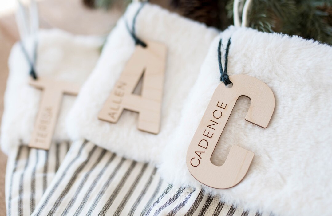Stocking Tags Personalized, Initial Letter Stocking Tags, Christmas ...