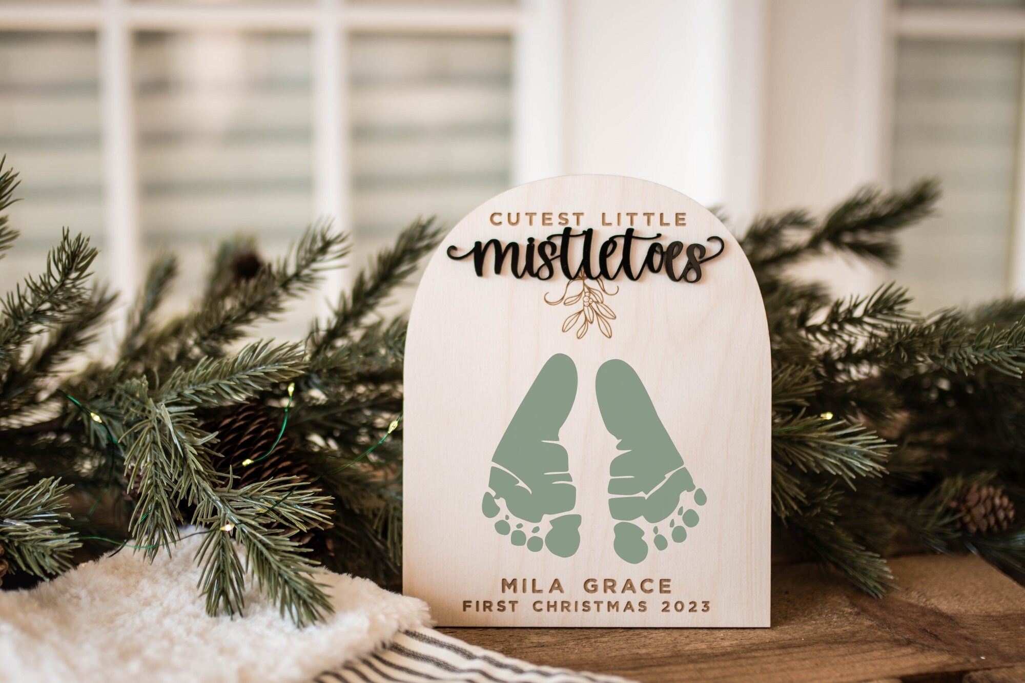 Baby Footprint Christmas Sign Mistletoes Baby Footprint Craft Baby's ...