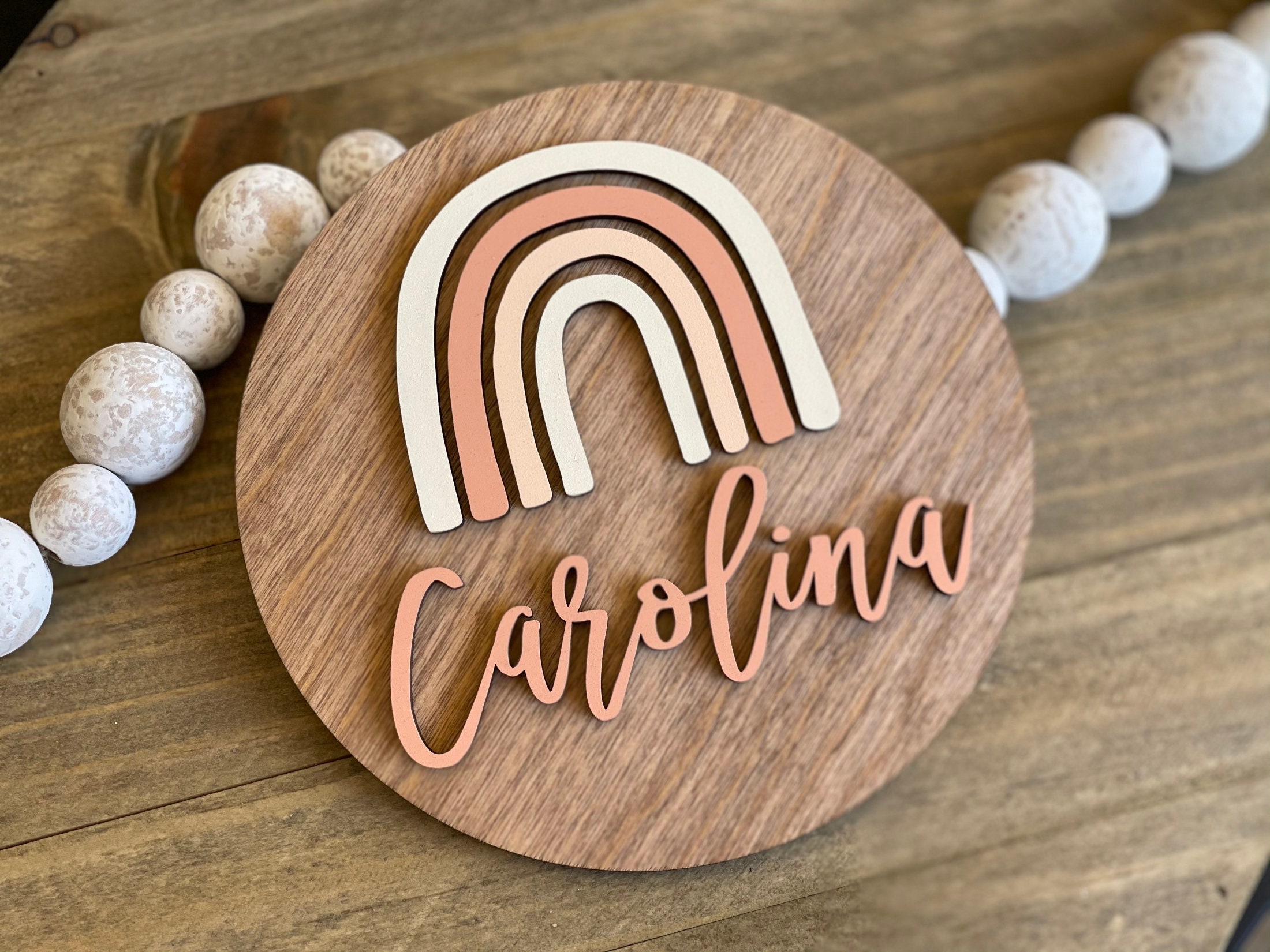 Baby Name Round Sign Birth Announcement Rainbow Baby Sign - Etsy