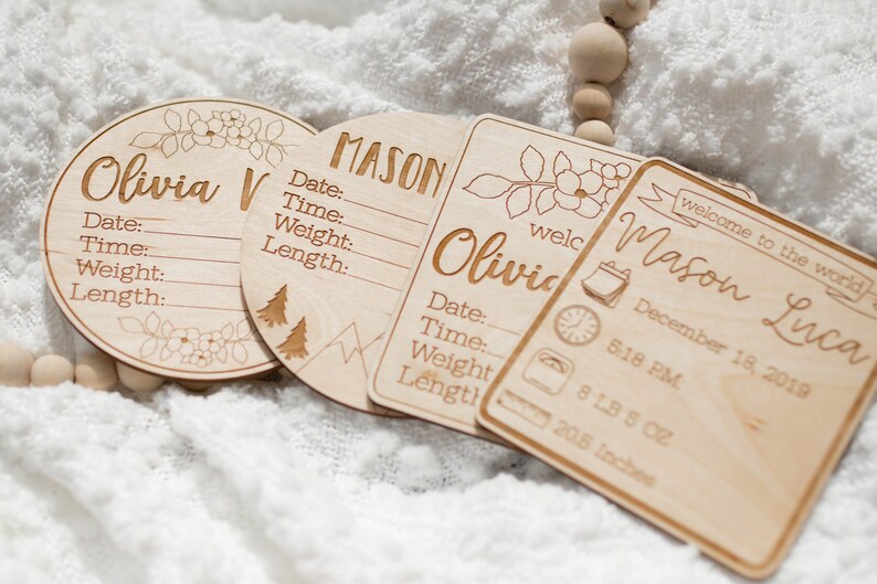 Birth Announcement Sign Baby Milestone Cards Newborn - Etsy