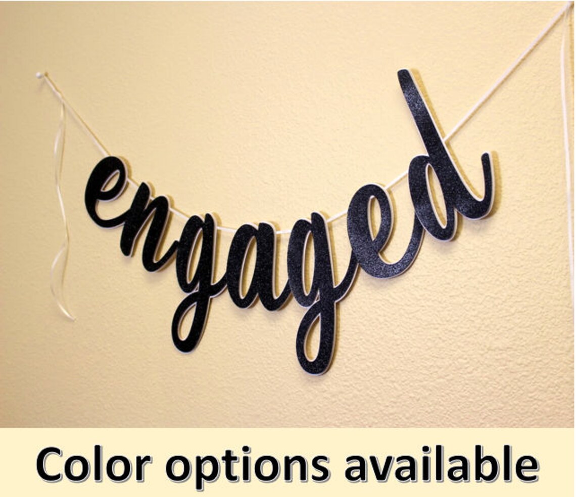 Engaged Cursive Banner 1 Set Engagement Glitter Special - Etsy