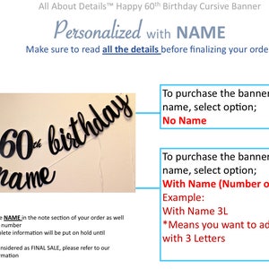 Happy 60th Birthday Cursive Banner, 1 Set, Birthday, Glitter ...