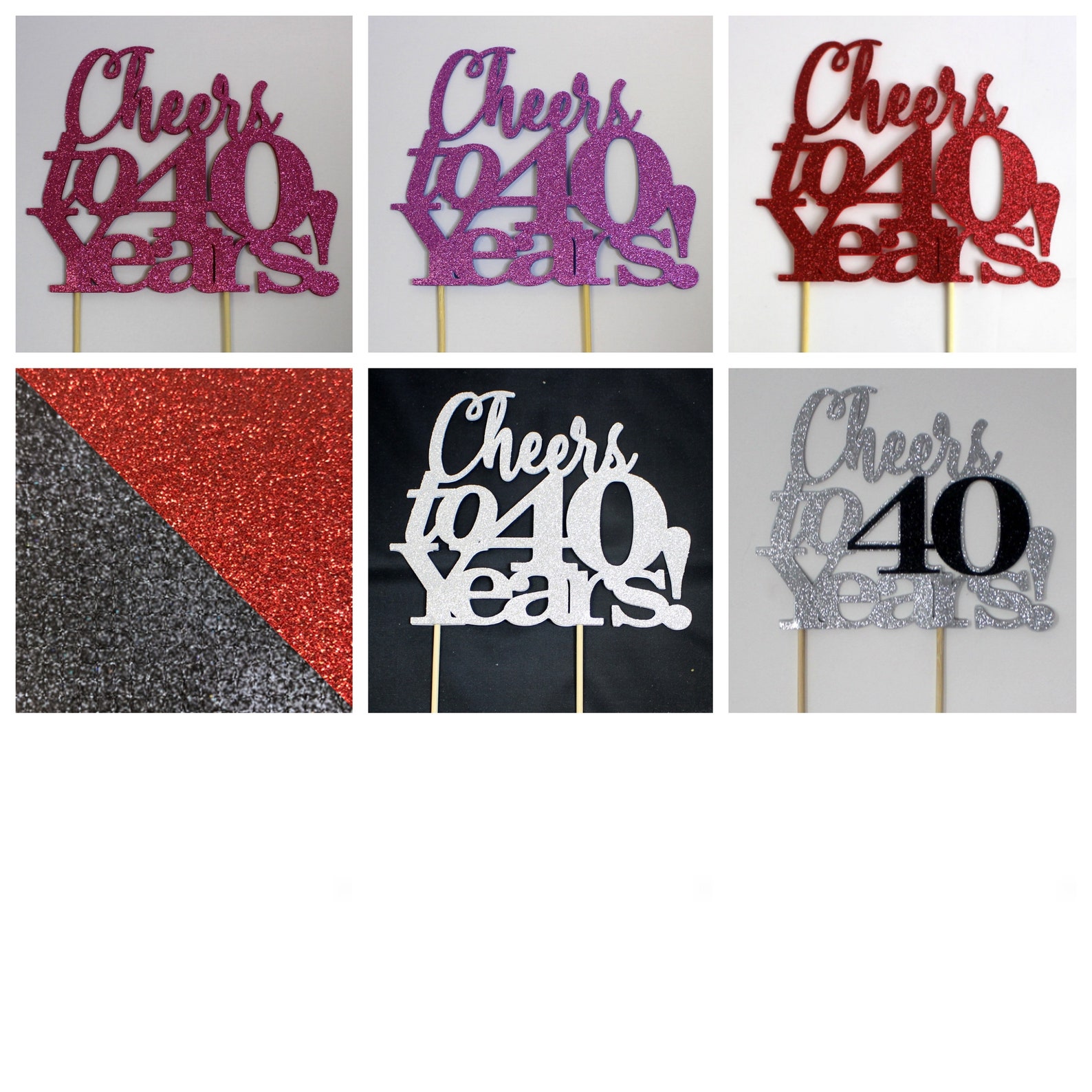 Cheers To 40 Years Cake Topper 1pc 40th Birthday 40th Etsy