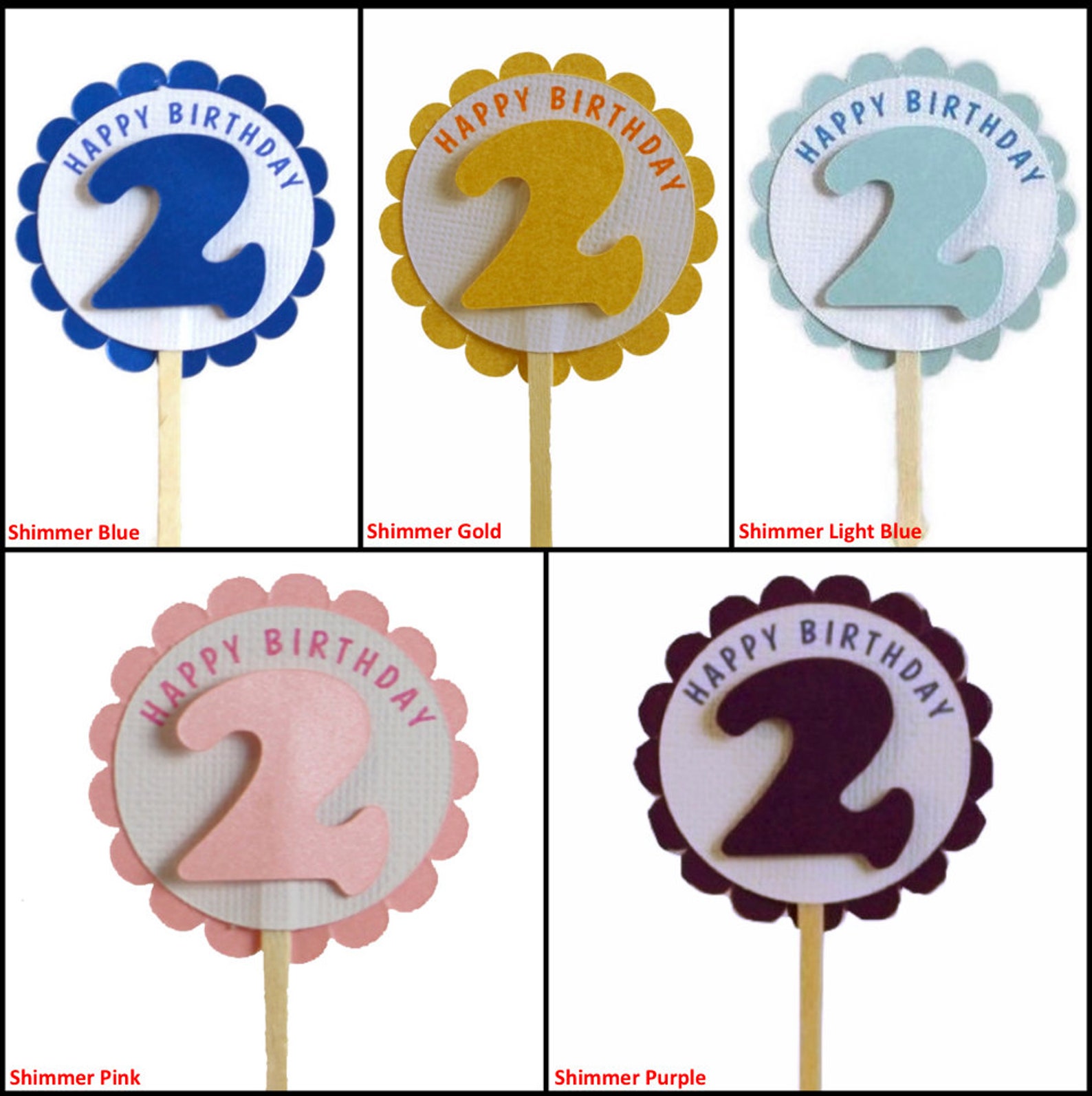 2nd Birthday Cupcake Toppers Set of 12 Birthday Handcrafted - Etsy