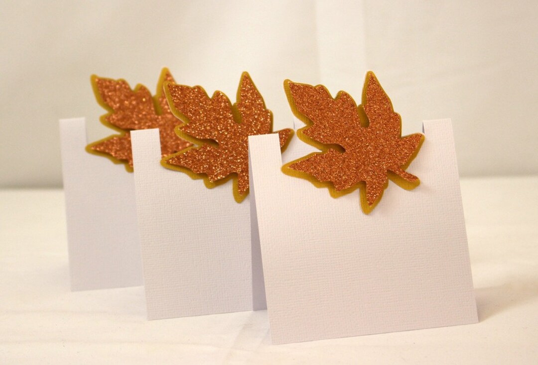 Copper Fall Leaf Place Cards / Food Escort Cards, Set of 12 Pcs ...