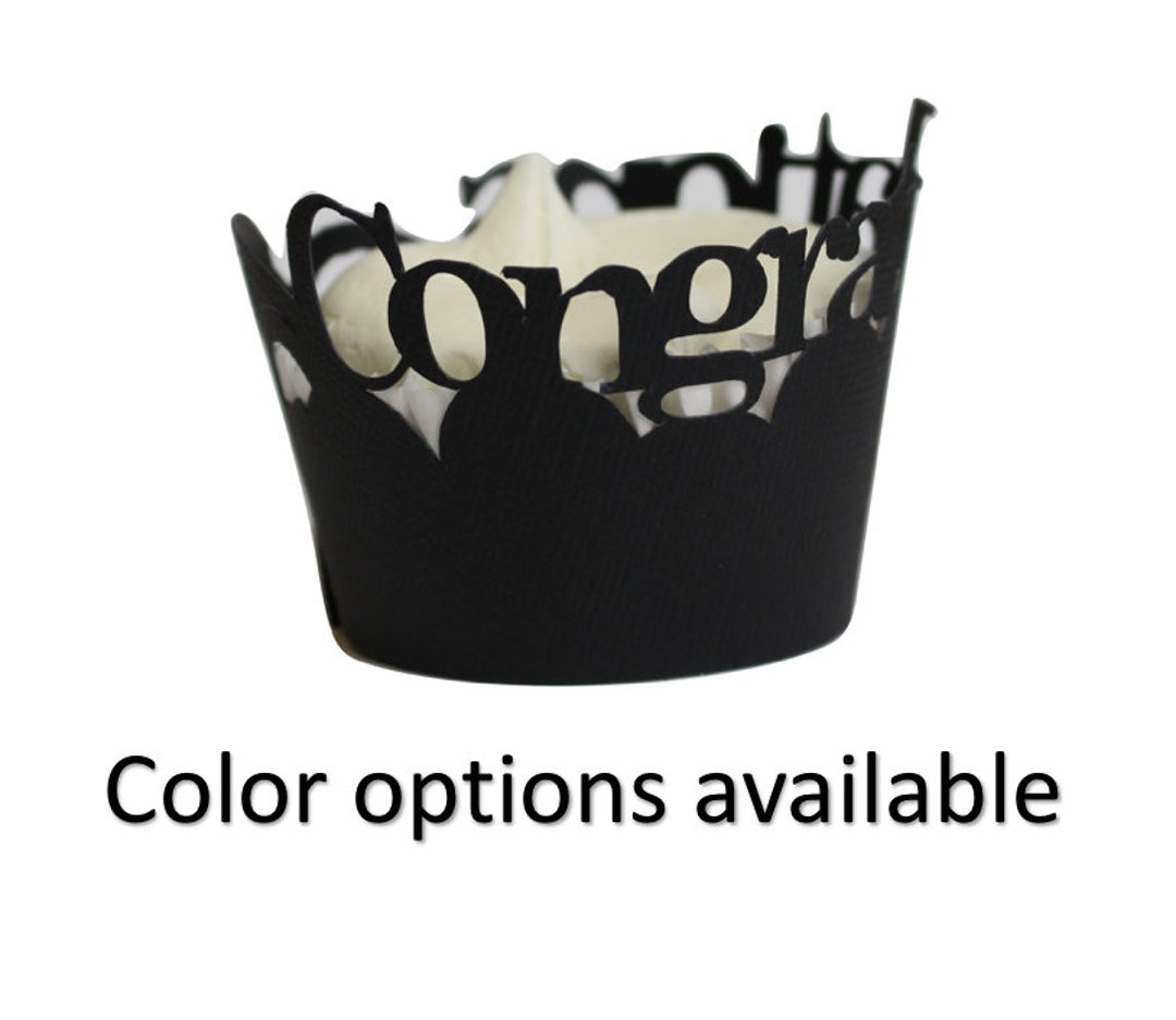 Congratulations Cupcake Wrappers, Set of 12, Cupcake Decor, Handcrafted ...