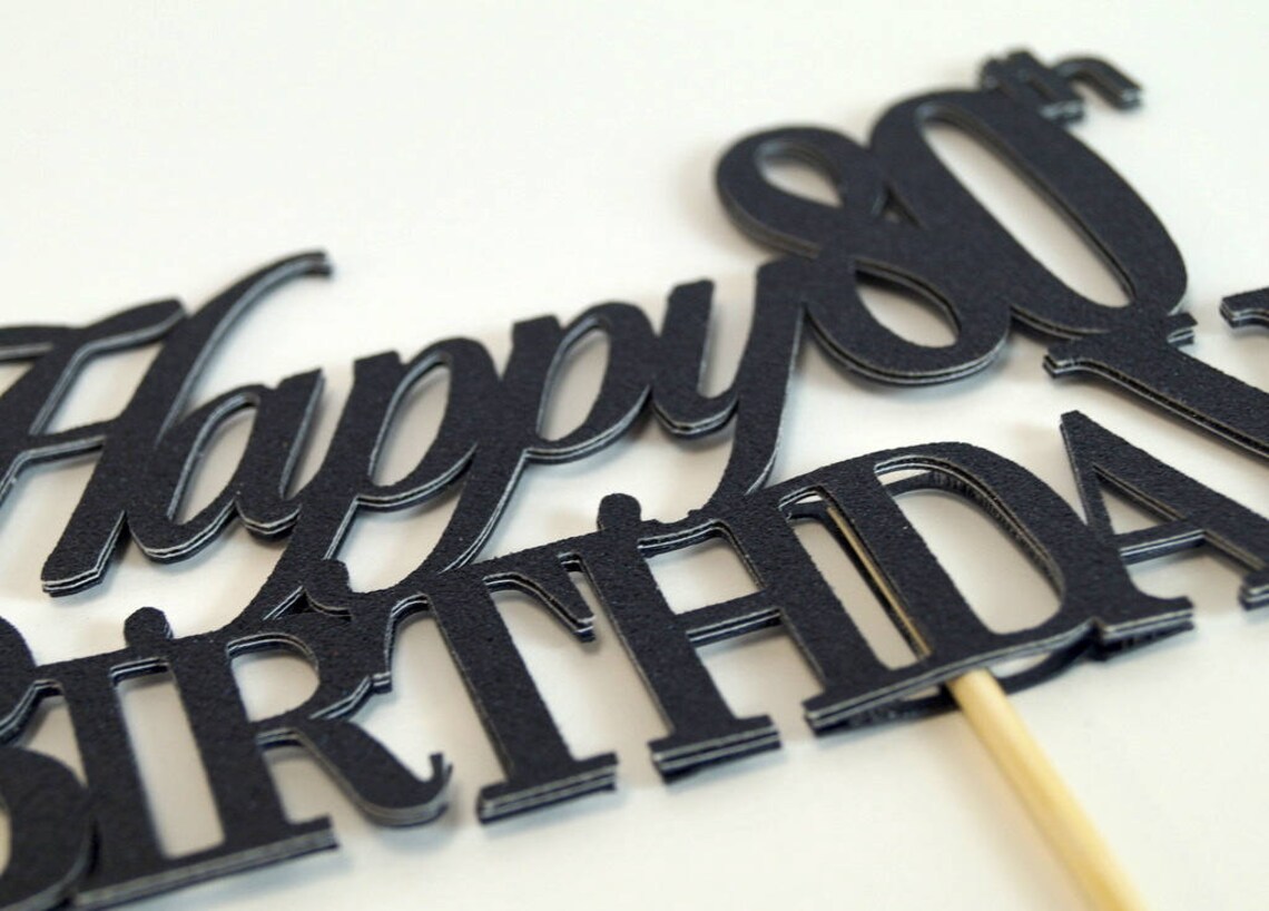 Happy 80th Birthday Cake Topper 1pc Glitter Cake Topper | Etsy