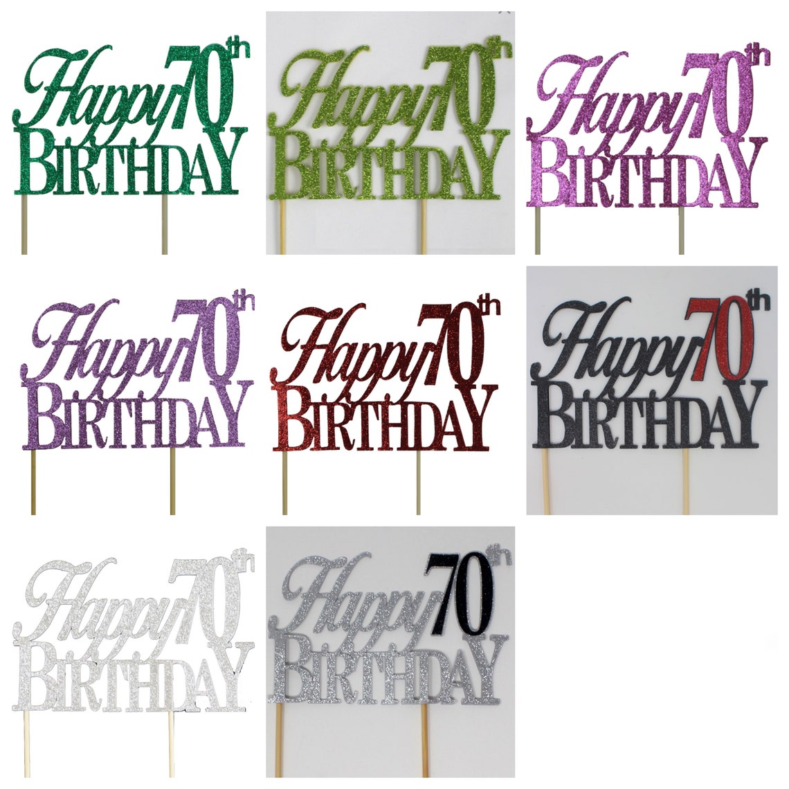 Happy 70th Birthday Cake Topper 1pc Glitter Cake Topper - Etsy