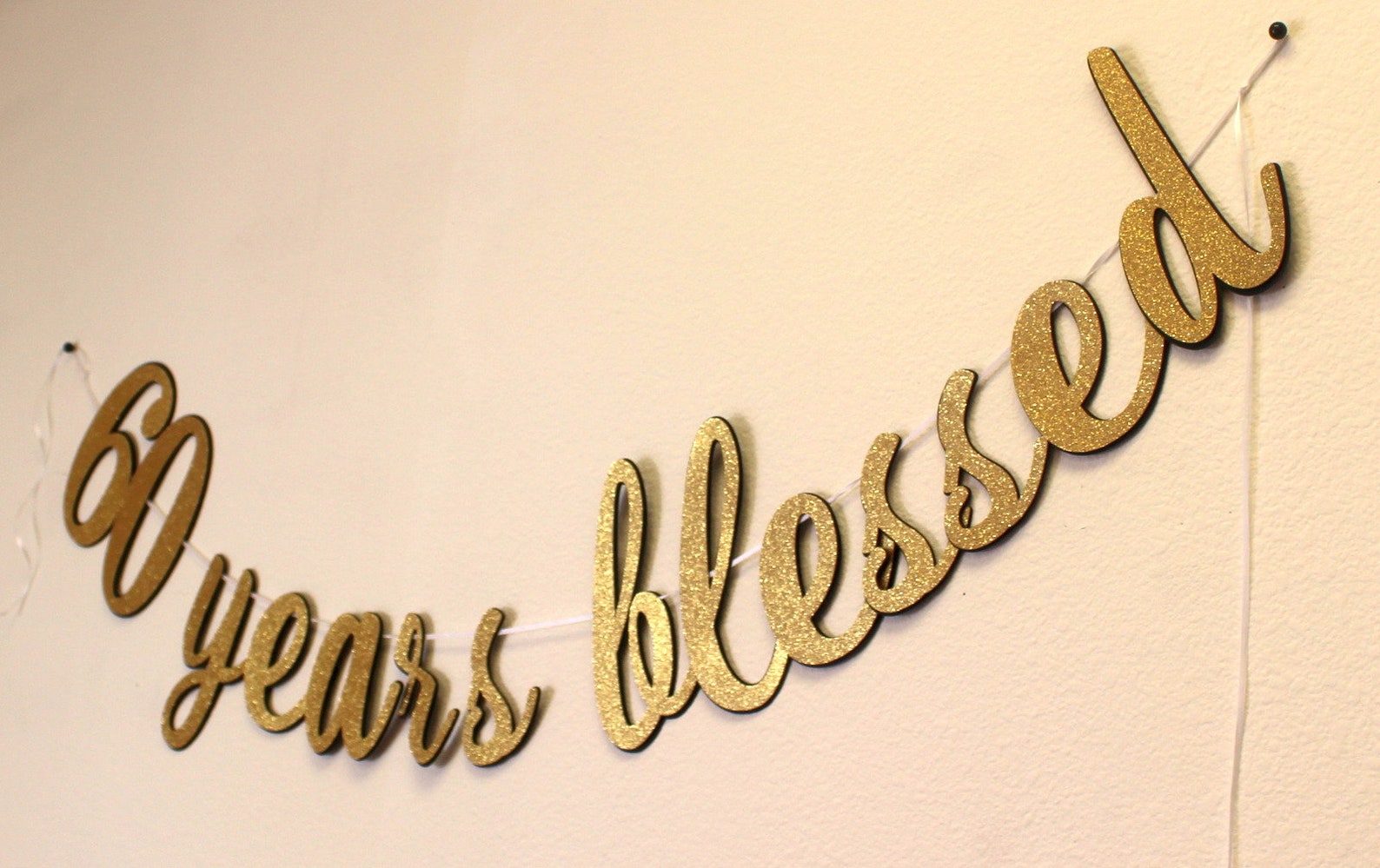 60 Years Blessed Cursive Banner 1 Set 60th Birthday 60th - Etsy