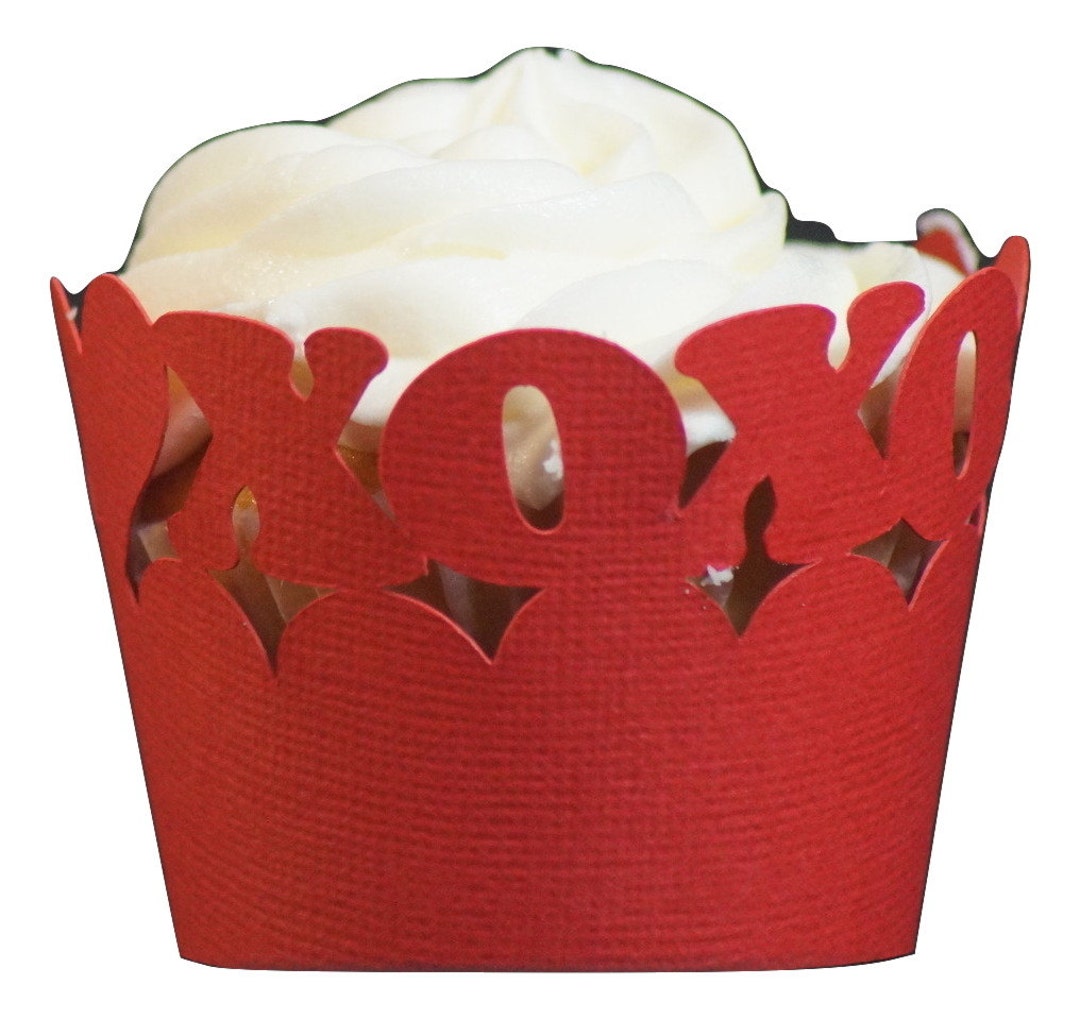 Red XOXO Cupcake Wrappers, 12pcs, Valentines/anniversary, Red Texture ...