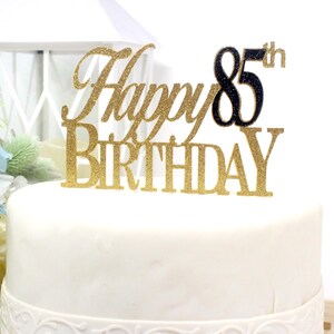 Happy 85th Birthday Cake Topper, 1pc, Glitter Cake Topper, 85th ...