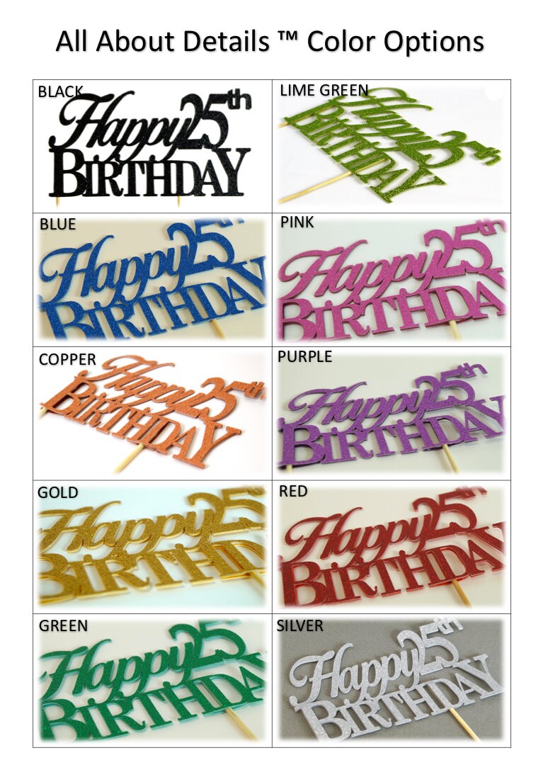 Happy 25th Birthday Cake Topper 1pc Glitter Cake Topper - Etsy