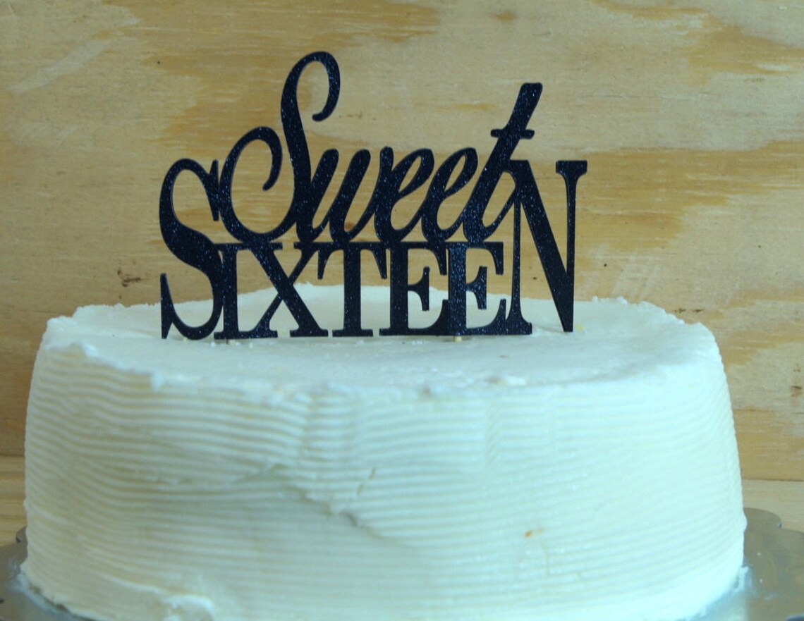 Sweet Sixteen Cake Topper 1pc Glitter Cake Topper Birthday | Etsy