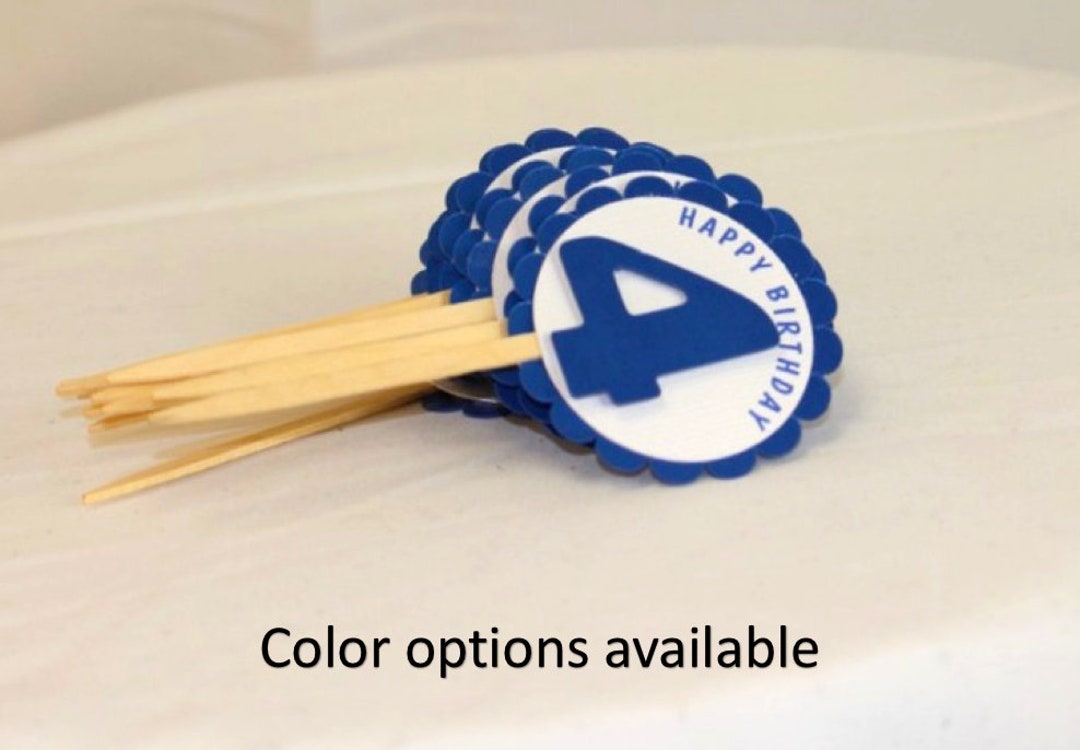 4th Birthday Cupcake Toppers, Set of 12, Birthday, Handcrafted Party ...