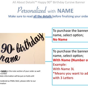 Happy 90th Birthday Cursive Banner, 1 Set, Birthday, Glitter ...