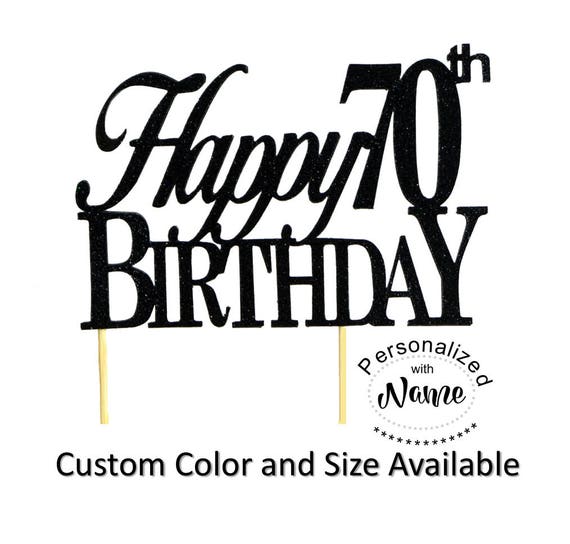 Happy 70th Birthday Cake Topper 1pc Glitter Cake Topper | Etsy