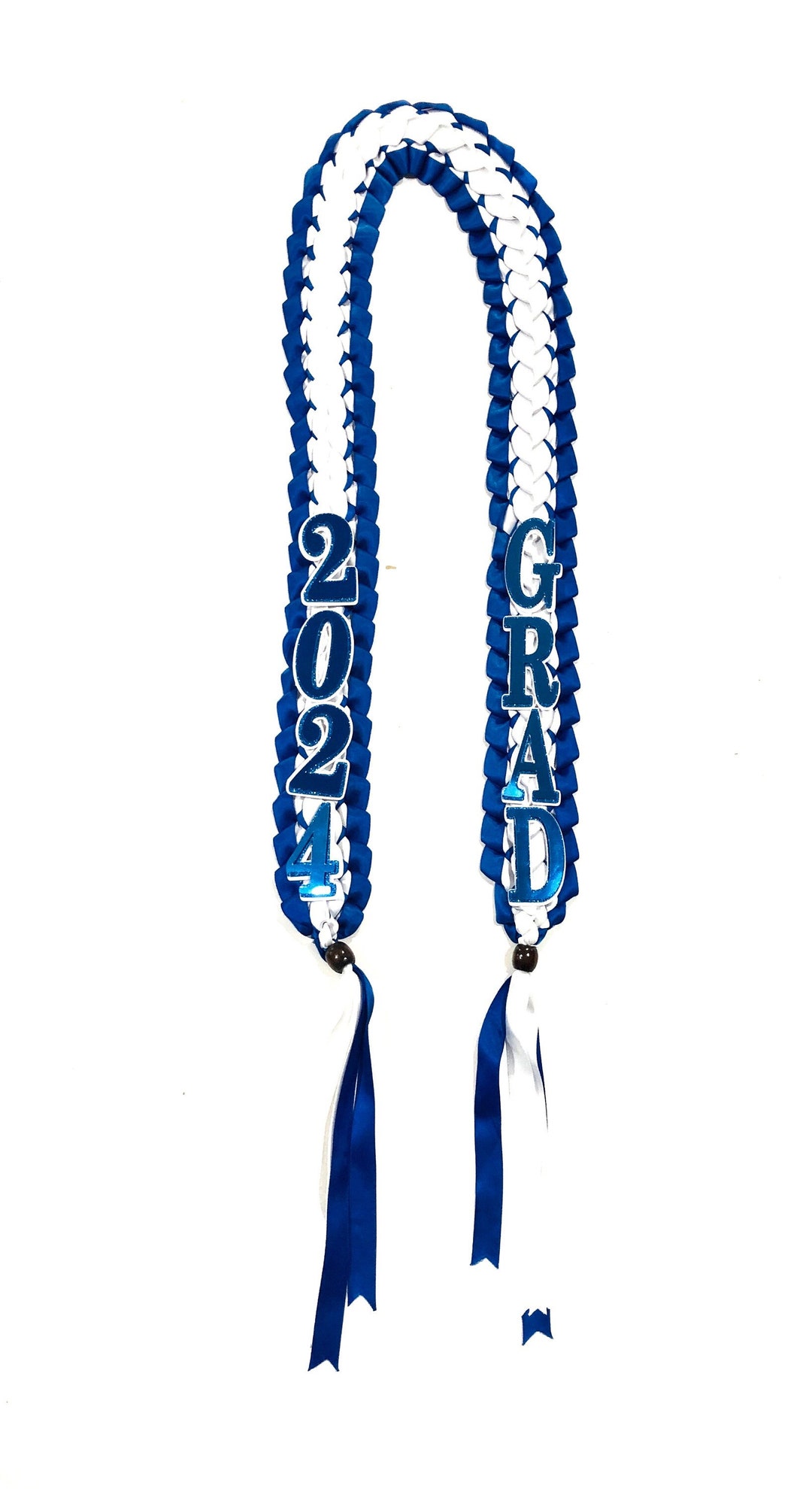 Blue & White Double Braided Graduation Ribbon Stole Lei Custom Lei ...