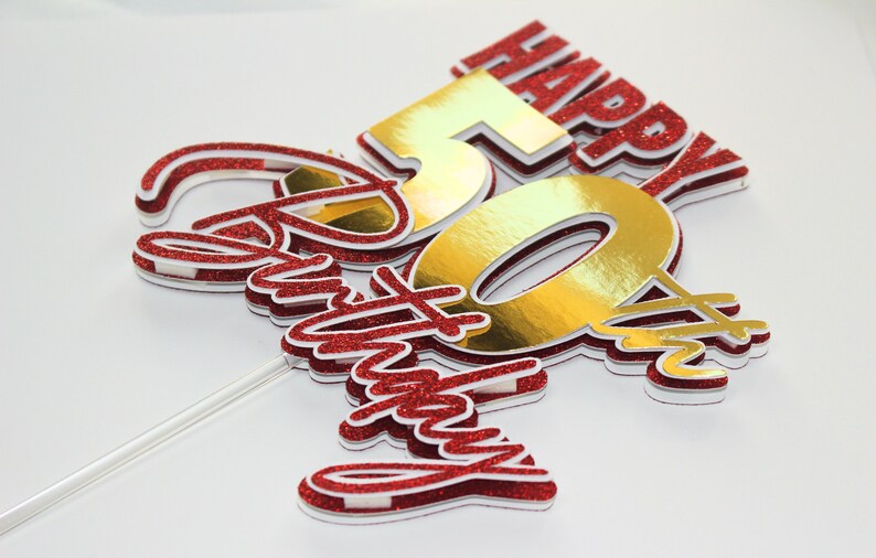 Happy 50th Birthday 3d Cake Topper Handcrafted Etsy