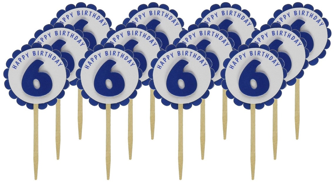 6th Birthday Cupcake Toppers Set of 12 Birthday Handcrafted - Etsy